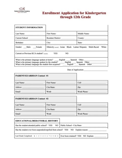 Enrollment Information | Keokuk Christian Academy